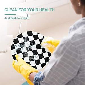 Bagea-Ka Black White Race Checkered Flag Pattern Tempered Glass Cutting Board 8" Round Kitchen Decorative Chopping Board Small