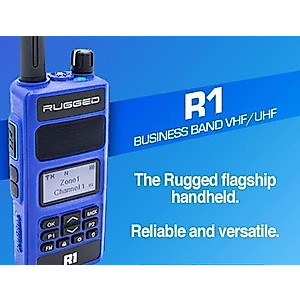 Rugged Two Way Handheld Radio Walkie Talkie for Business Schools Churches Construction - Features Long Range Dual Band VHF UHF and Rechargeable Battery (R1)