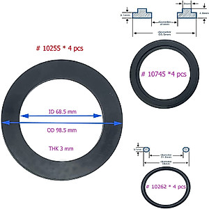 Bamkyait 25076RP Washer and Ring Kit for 1-1/2in Fittings, O-Ring Rubber Washer for Intex Pool Plunger Valves and Intex Replacement Gasket 10745, 10262 and 10255 (12 pcs)