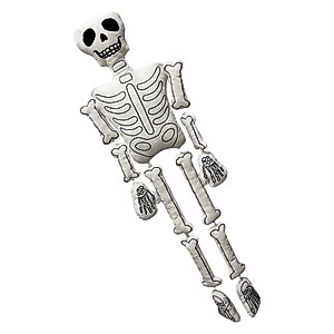 Halloween Plush Skeleton, 37-Inch Skeleton Doll, White Bone Skeleton, Halloween Plush Pillow, Skeleton Pillow Ornament, Halloween Shelf Decoration, Handmade Halloween Decor, Plush Skeleton Doll