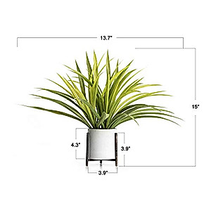 Velener 15" Potted Spider Plant in Artificial Plant Stand- Fake Plants for Indoors Outdoor Patio Decor Modern House Accessories for Home Office, Zen Garden Green Bathroom Kitchen Table Living Room