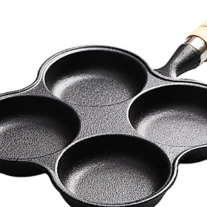 Yuezhongoo 4 Cup Eggs Pan Cast Iron Anti Stick Egg Frying Pan for Induction Cooktop Gas Stove