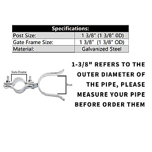 Chain Link Gate Latch，1-3/8" x 1-3/8" Chain Link Fence Gate Fork Latch for Chain Link Fence Gate Frames with Padlock Hole Wall Mount to Gate Post or Wall