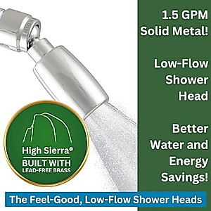 High Sierra Showerheads® - Solid Metal 1.5 GPM High Efficiency, Low-Flow Shower Head with Long Nut - Brushed Nickel