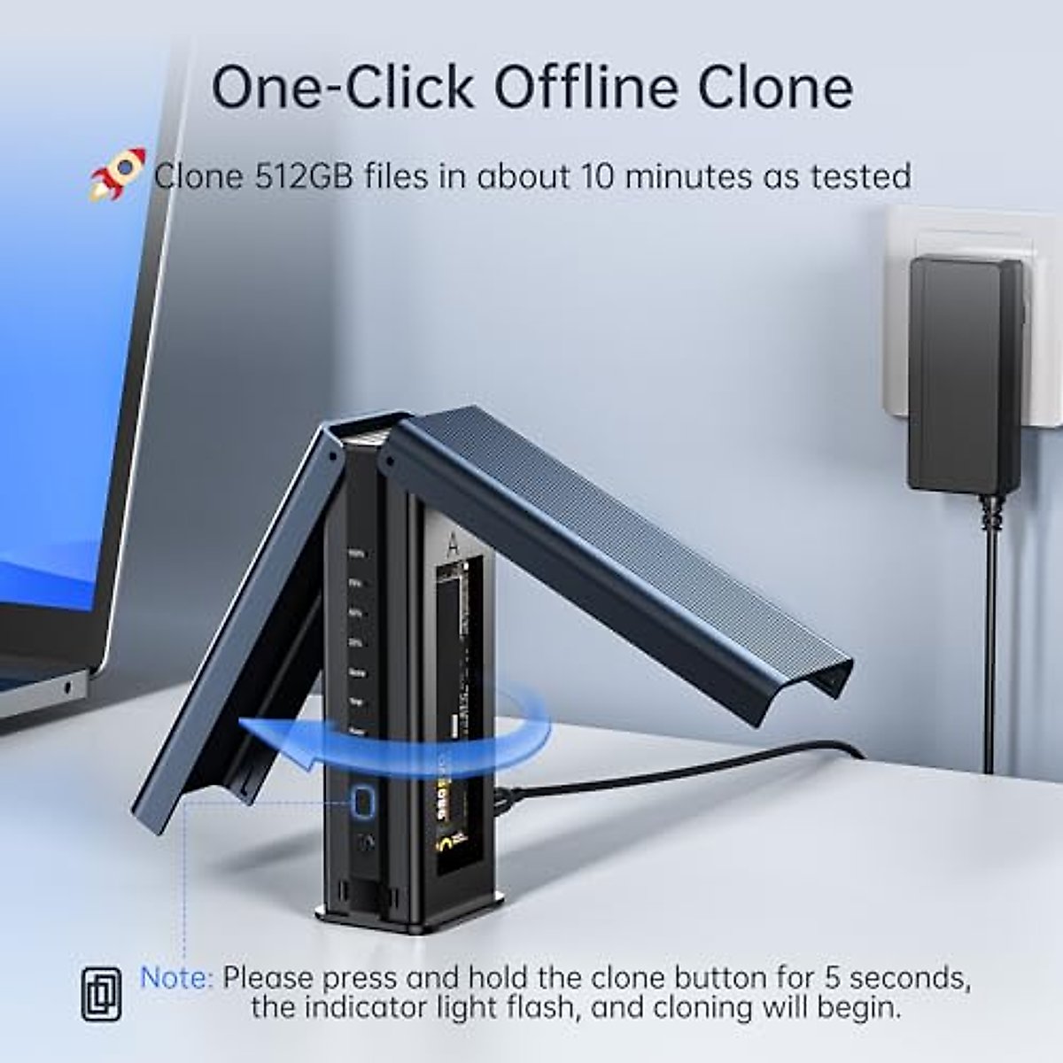 NVMe Cloner, ACASIS Dual-Bay Offline Clone with Cooling Fan, M.2 Duplicator Tool-less installation, 10Gbps NVME M.2 Duplicator for NVMe SSDs PCIe Size 2230/2242/2260/2280 (8TB Capacity)