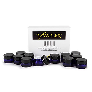 Vivaplex, 12, Cobalt Blue, 15 ml, Round Glass Jars, with Inner Liners and black Lids