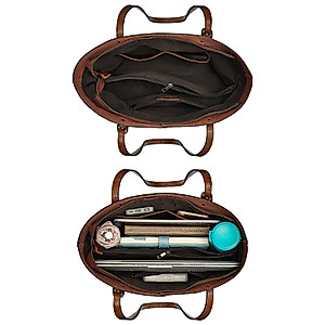 S-ZONE Women Vintage Genuine Leather Tote Shoulder Bag Handbag Upgraded Version Large