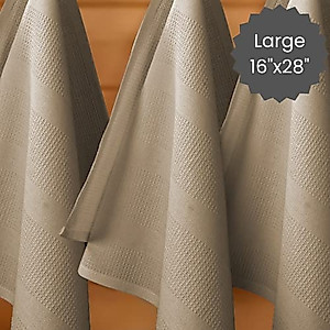 Cotton Clinic Premium Waffle Kitchen Towels 12 Pack – Soft Absorbent Quick Drying Table and Kitchen Linen - Dish Towels, Dish Cloths, Tea Towels and Cleaning Towels with Hanging Loop – 16x28 / Beige