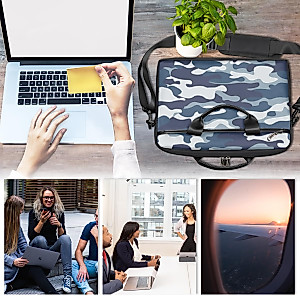 Retro Camo Laptop Computer Bag Waterproof Shoulder Messenger Bag 13-15 inch Durable Laptop Tote Bag with Shoulder Strap Handle Lightweight Crossbody Briefcase