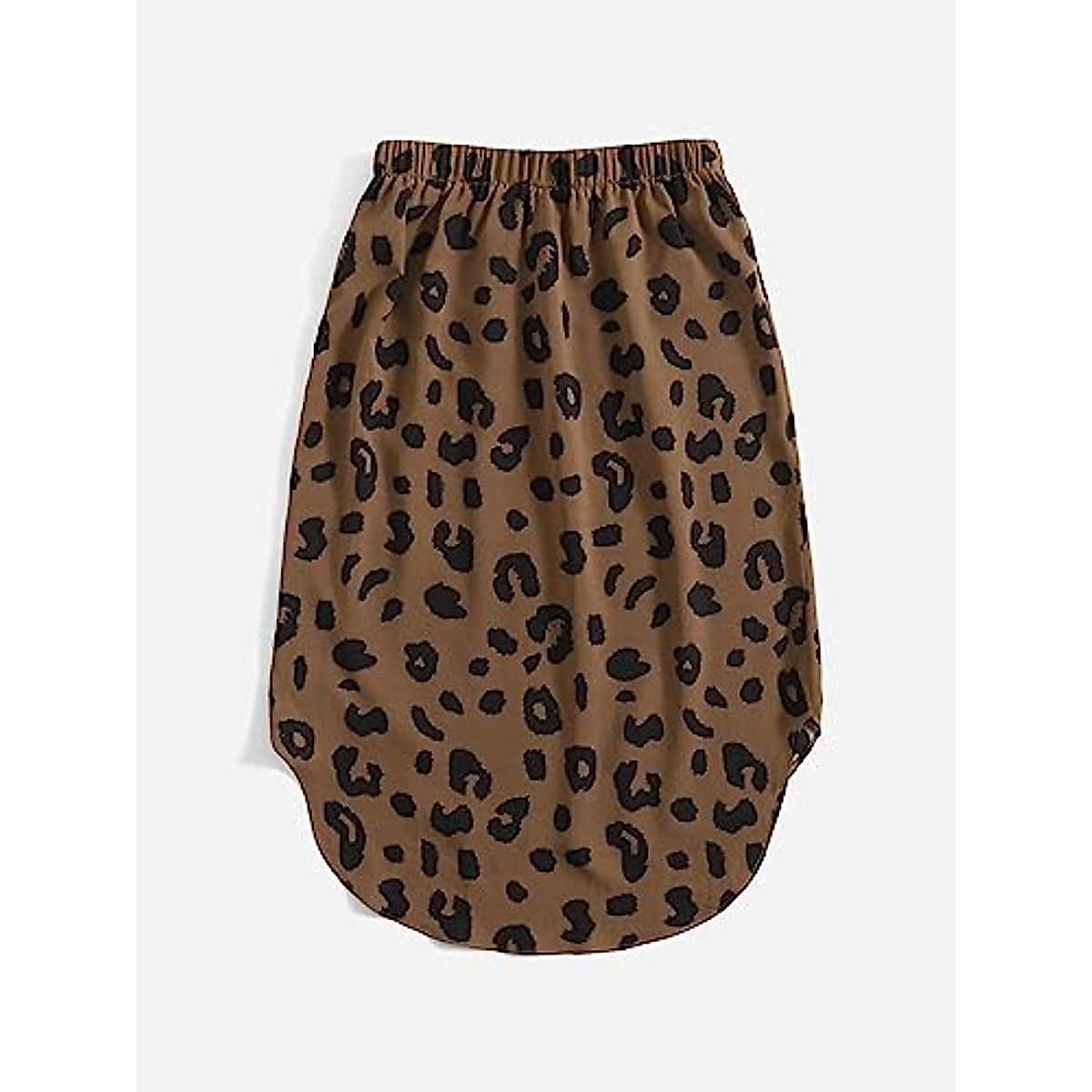 SOLY HUX Women's Leopard Print Tie Front High Waist High Low Short Skirt Multicoloured L