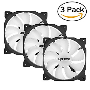 uphere 3-Pack Long Life Computer Case Fan 120mm Cooling Case Fan for Computer Cases Cooling 15LED White,15W3-3