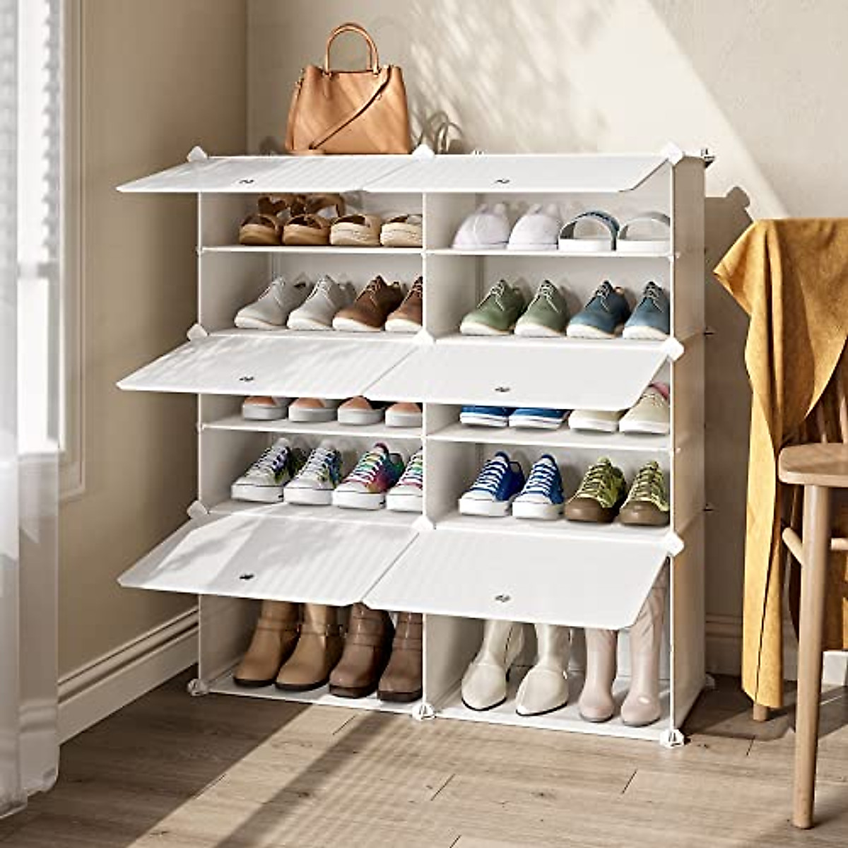 JOISCOPE Shoe Rack, 5 Tier 20 Pairs Shoe Storage Cabinet, Free Standing Shoe Shelf Organizer for Boots Slippers High Heels, for Closet Bedroom Entryway Hallway