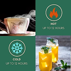 Shiok! Premium Bamboo Tea Tumbler with Strainer. 12 Oz Capacity Stainless Steel Thermos. Durable Double Walled Vacuum Insulated Travel Mug with filter- Keeps Hot & Cold up to 12hrs