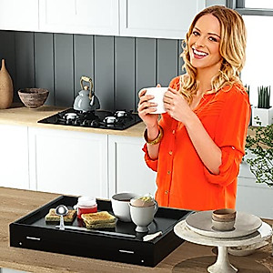 Artmeer Bed Tray Table Breakfast Food Tray with Folding Legs Serving Tray for Laptop Desk, Sofa,Platters,TV,Snack,Eating Tray(Black, Medium)