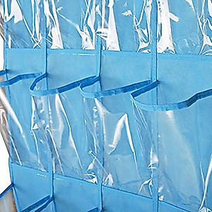 Washranp Punch-Free Over The Door Shoe Organizer, Hanging Shoe Rack Holder with 24 Large Fabric Pockets, Storage Rack Hangs on Closets for Shoes, Sneakers or Home Accessories Purple