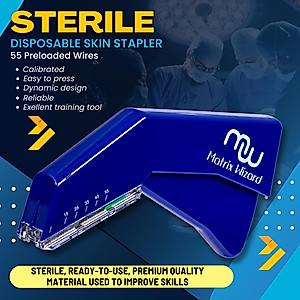 Sutures Thread with Needle, Disposable Stapler, Waterproof Adhesive Film Plus Remover Instrument -Complete Suture Training Kit - Emergency Survival First Aid Practice Demo, Vet Use