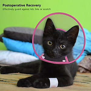 PETBABA Cat Cone Collar, to Stop Licking, Recovery Elizabethan After Surgery, Clear Soft Neck E-Collar, Not Block Vision, for Kitten Puppy Dog Pet in Surgery Remedy - S in Rose