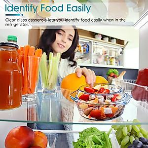 Clear Round Glass Casserole by NUTRIUPS | Small Oven Safe Casserole Dish, 0.65 L