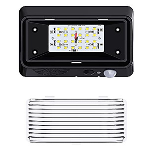 Leisure LED RV Exterior Motion Sensor Porch Utility Light 12v 300 LM Lighting Fixture. Replacement Lighting for RVs, Trailers Campers 5th Wheels White Base (Black)