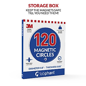 Round Magnets with Adhesive Backing, 120 Pieces Magnet Circles (Diameter 0.8’” x 0.08”) on 4 Tape Sheets, with 3M Strong Adhesive Backing. Perfect for DIY, Art Projects, whiteboards & Fridge