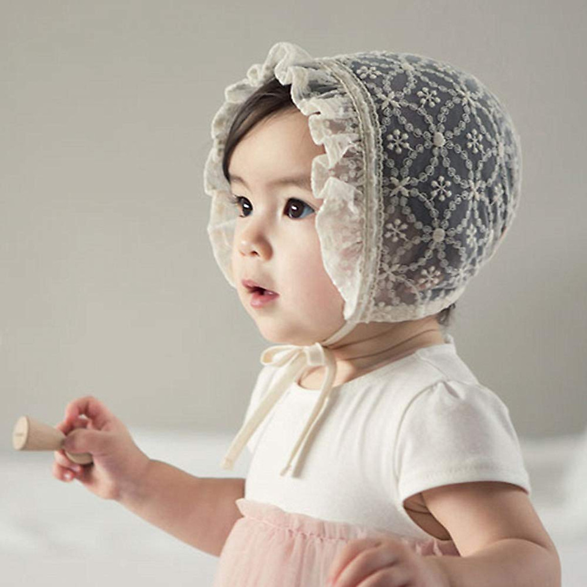 Baby Girl Toddlers Breathable Lacy Bonnet Eyelet Cotton Adjustable Sun Protection Hat