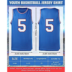 Funtery 12 Pcs Men Basketball Jerseys Mesh Basketball Uniform 2XL Reversible Number Printing Basketball Team Jersey for Men Blue