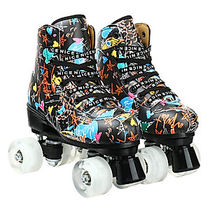 Unisex Indoor and Outdoor Roller Skates Classic High-top for Adult Skating Four-Wheel Roller Skates