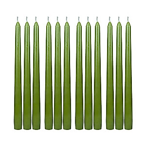 Zest Candle 12-Piece Taper Candles, 10-Inch, Sage Green