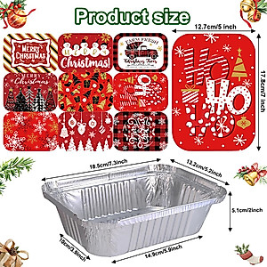 DIYDEC 36PCS Christmas Aluminum Food Containers with Lids 9 Styles Merry Christmas Foil Leftover Containers Disposable Cookie Tins Storage Pans for Winter Holiday Gift Giving Party Supplies (Style A)