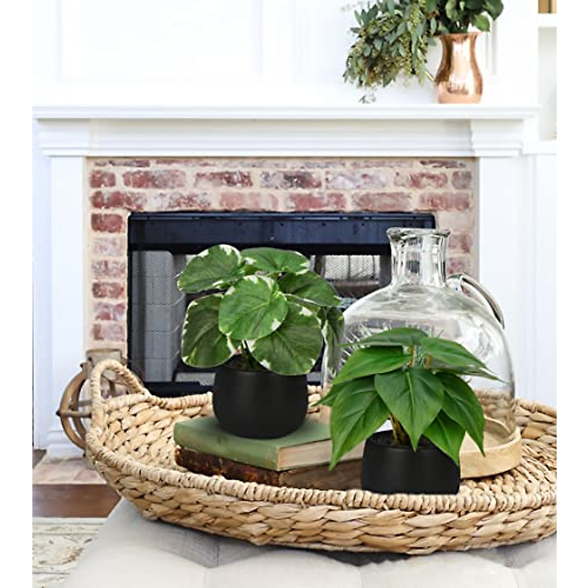 Briful 3PCS Fake Plants Potted Artificial Plants Mini Faux Plants in Black Ceramic Pots Greenery Décor for Home Office Table Room Farmhouse Indoor Decoration