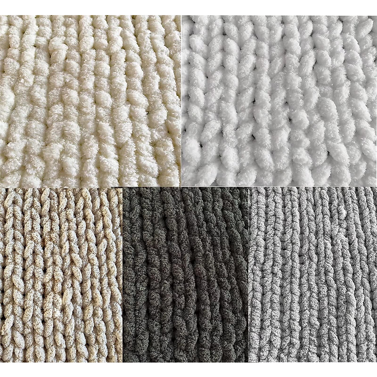 Chunky Yarn for Arm Knitting Blanket Beige Chunky Chenille Yarn