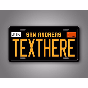 Custom GTA V San Andreas Black 1963–69 Replica Personalized Text Novelty Auto Tag