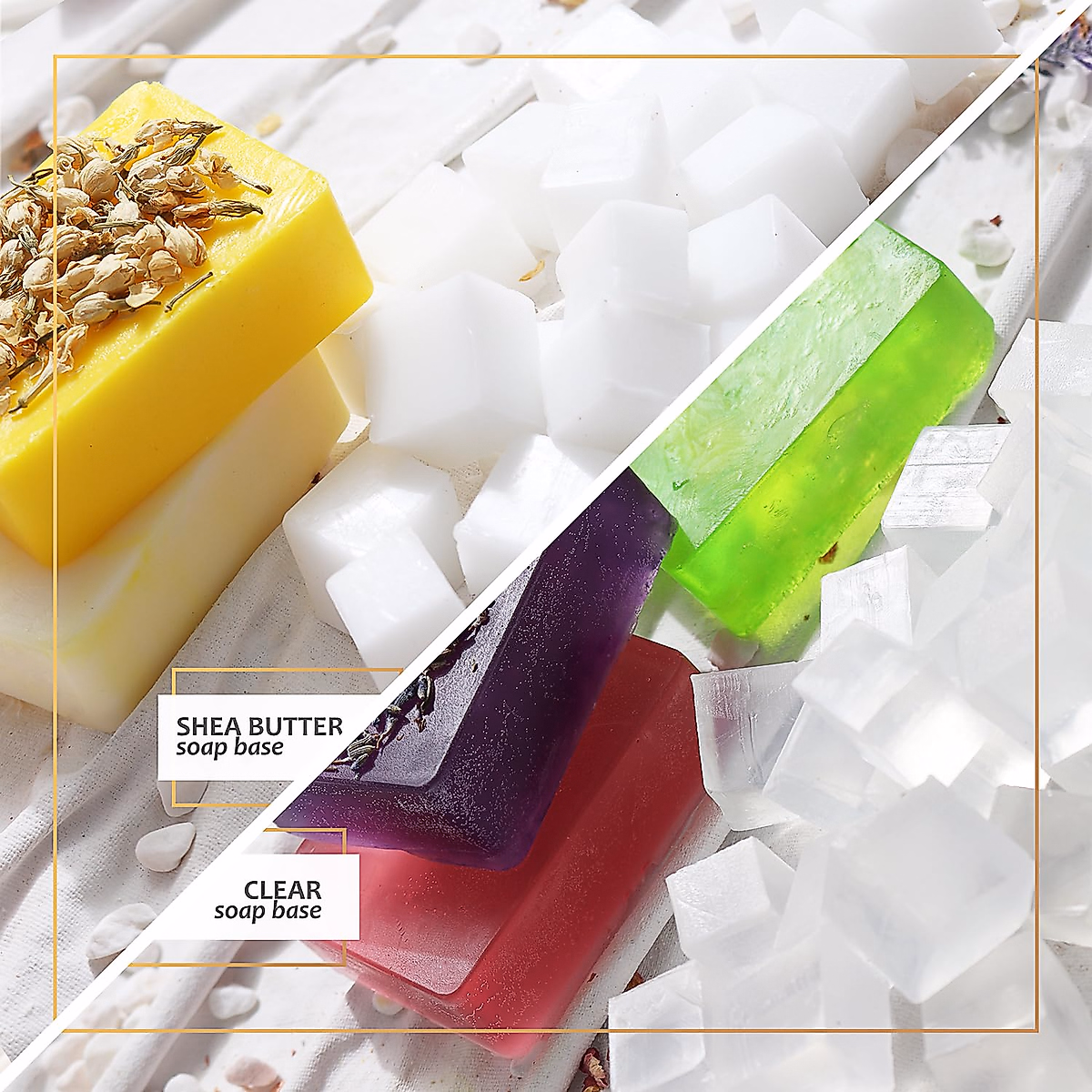 Illumive Soap Making Kit - Glycerin & Shea Butter Soap Base, Soap Molds, Dried Flowers, Fragrances, Dye - DIY Craft Kit for Adults & Kids