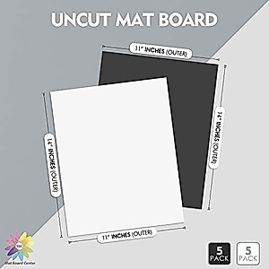 Mat Board Center, 10 Pack, Uncut Mat Backing Board Matboard - Full Sheet - for Art, Prints, Photos, Prints and More (White/Black Color, 11x14)