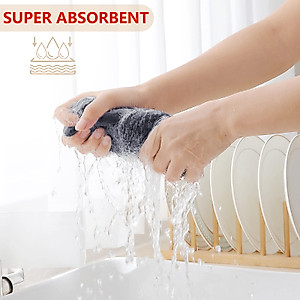 Homaxy 100% Cotton Kitchen Towels and Dishcloths Set, 12 x 12 Inches and 13 x 28 Inches, Set of 8 Bulk Kitchen Towels Set, Ultra Soft Absorbent Dish Towels for Washing Dishes, Dark Grey