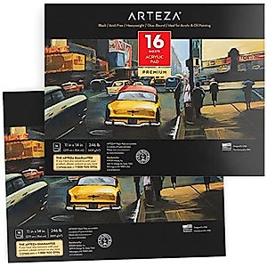 Arteza Acrylic Pad, Pack of 2, Black, 6 x 6 Inches, 246-lb Paper, 16 Sheets Each, Art Supplies for Acrylic Painting, Oil Painting, & Drawing