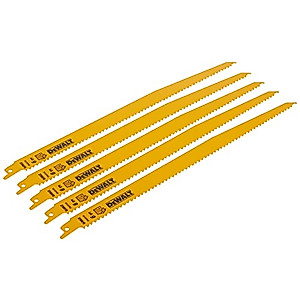 DEWALT Reciprocating Saw Blades, Bi-Metal, 12-Inch, 6 TPI, 5-Pack (DW4804)