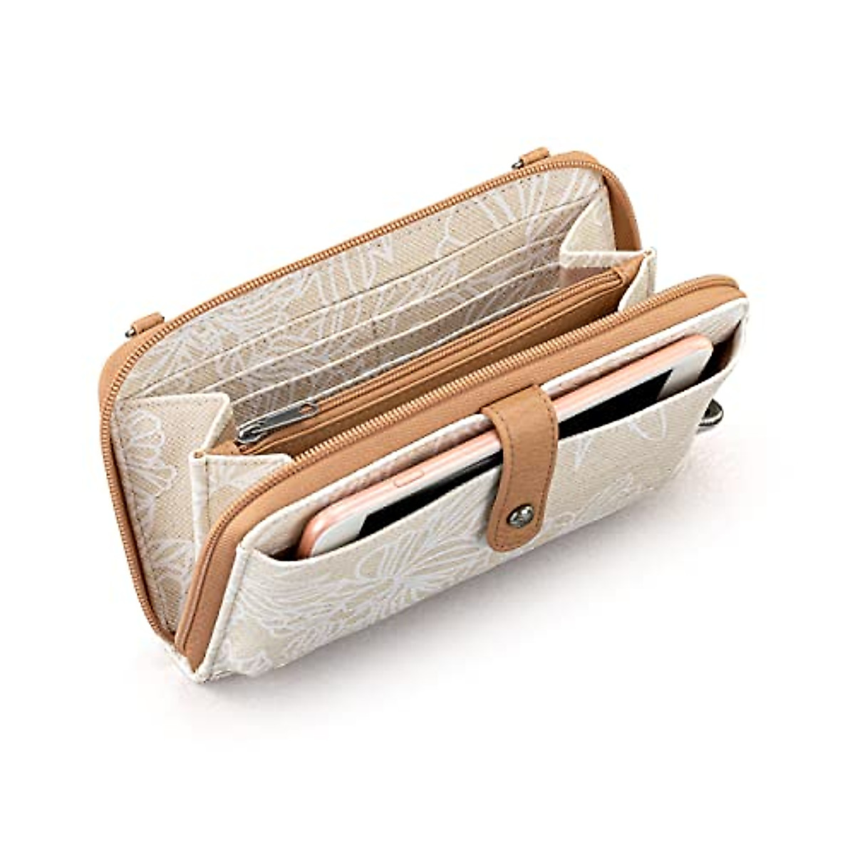 Sakroots Large Smartphone Crossbody, White Flower Blossom