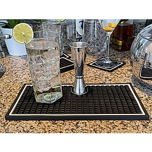 Highball & Chaser Bar Mat 12in x 6in. 1cm Thick Durable and Stylish Bar Mat for Spills, Service Mat for Coffee, Bars, Restaurants CounterTop Dish Drying Mat, Glass Drying Mat (1 Pack)