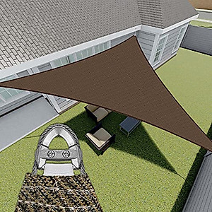 TANG Sunshades Depot A Ring Design Steel Cable Wire Reinforcement 24'x24'x24' Equilateral Triangle Sun Shade Sails Brown Heavy Duty Permeable 260GSM U*V Block Patio Garden Deck Dock Carport Cover