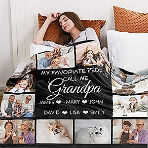 Custom Fleece Blanket with Picture Personalized Blanket Throw with Photo Name Customized Graudation Gift for Student 12 Photos Collage (120x150cm)