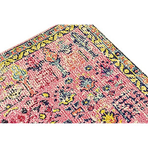 Unique Loom Monterey Collection Vintage Bohemian Inspired with Distressed Tribal Design Area Rug (5' 0 x 8' 0 Rectangular, Pink/ Yellow)
