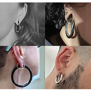 DOEARKO 2PCS Simple Hoop Ear Plugs Body Piercing Tunnels 316 Stainless Steel Hypoallergenic Earrings Plugs for Ears Expander Body Jewelry (Gauge：4mm（6G）*40mm（diameter）, Silver)