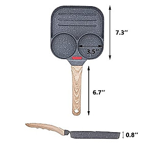 Bobikuke Nonstick Aluminum Square Grill Pan, 7.3 inch, Black, Non-stick, Induction Compatible