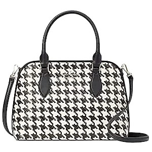 Kate Spade Darcy Houndstooth Woven Straw Small Satchel Crossbody Bag, Black