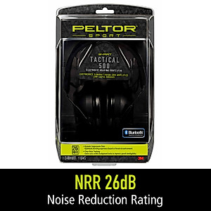 Peltor Sport Tactical 500 Smart Electronic Hearing Protector, Bluetooth Wireless Ear Muffs, NRR 26 dB, Bluetooth Headphones With Recessed Microphone, Ideal For Range, Shooting & Hunting (TAC500-OTH)
