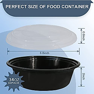 DODHEG 30 Pcs 34 Ounce Meal Prep Bowls with Lids, Kitchen Prep Containers, Take Away Containers, for kitchen, Picnics, Salad etc.