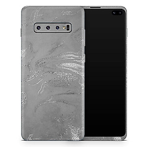 DesignSkinz Dark Silver Marble Swirl V6 Protective Vinyl Decal Wrap Skin Cover Compatible with The Samsung Galaxy S20 (Screen Trim & Back Glass Skin)