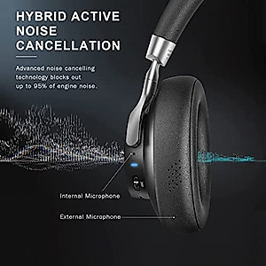 NUKied Bluetooth Headphones Over Ear, 50H Playtime Wireless Active Noise Cancelling Headphones with Built-in Mic, HiFi Stereo Sound with 4 EQ Music Modes, Support Voice Assistant - Black