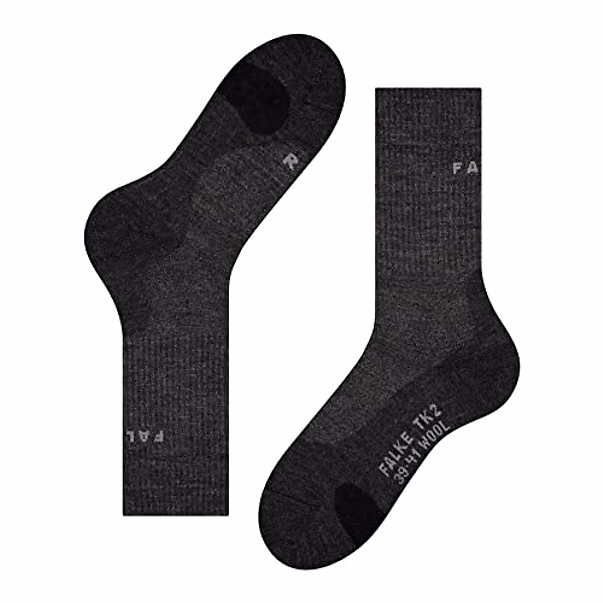 FALKE Men's TK2 Explore Wool Hiking Socks, Mid Calf, Medium Padding, Athletic Sock, Breathable Quick Dry, Merino Wool, Grey (Smog 3150), 6.5-8.5, 1 Pair